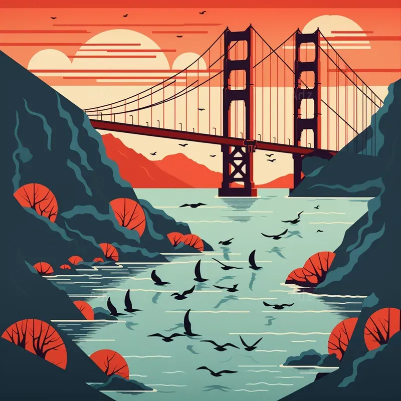 Iconic World Famous Bridge Posters Midjourney Prompt | PromptBase