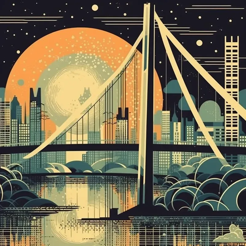 Iconic World Famous Bridge Posters Midjourney Prompt | PromptBase
