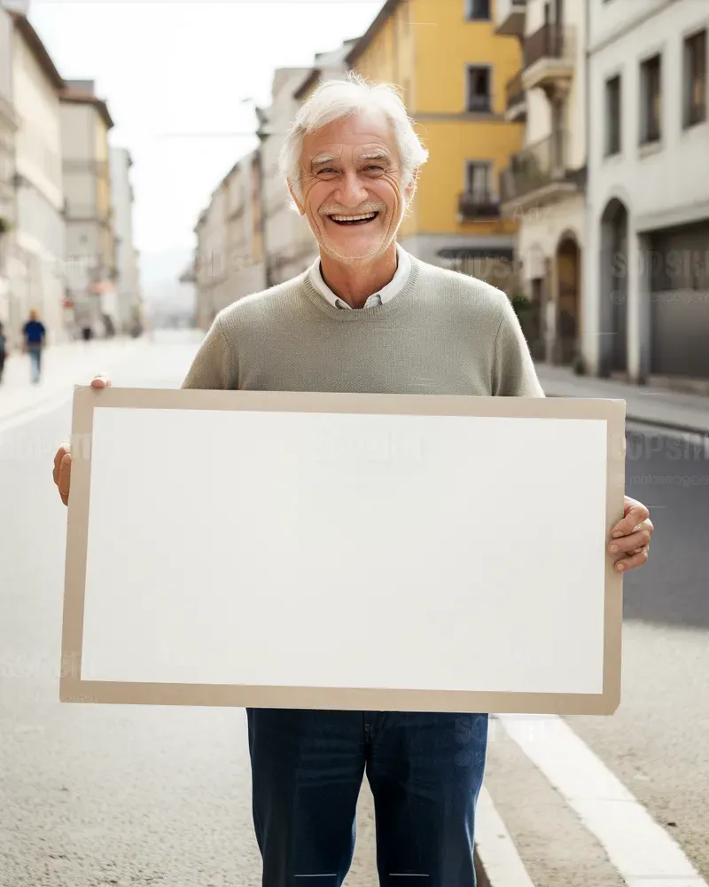 Hyper Real People Holding Blank Signs Midjourney Prompt | PromptBase