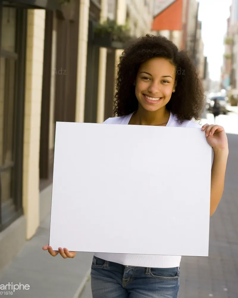 Hyper Real People Holding Blank Signs Midjourney Prompt | PromptBase