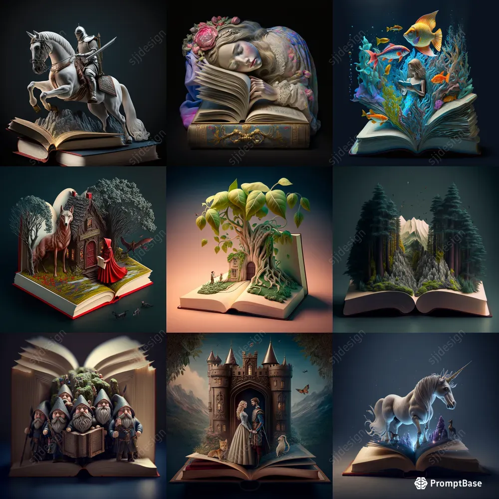 Storybook Scenes Pop Up Art Midjourney Prompt | PromptBase
