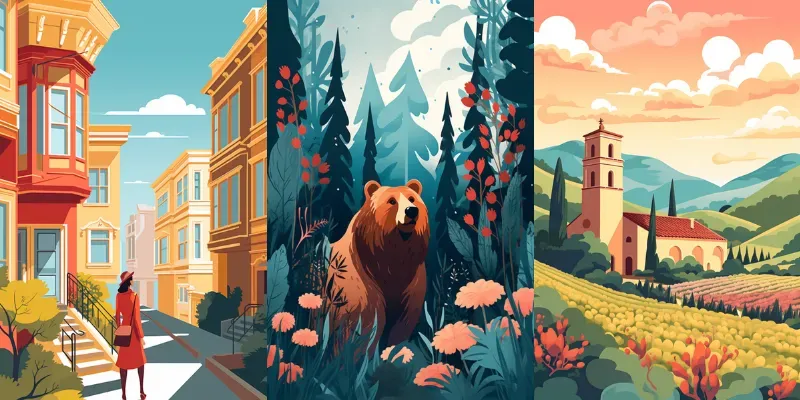 Flat Vector Illustration Posters Midjourney Prompt | PromptBase