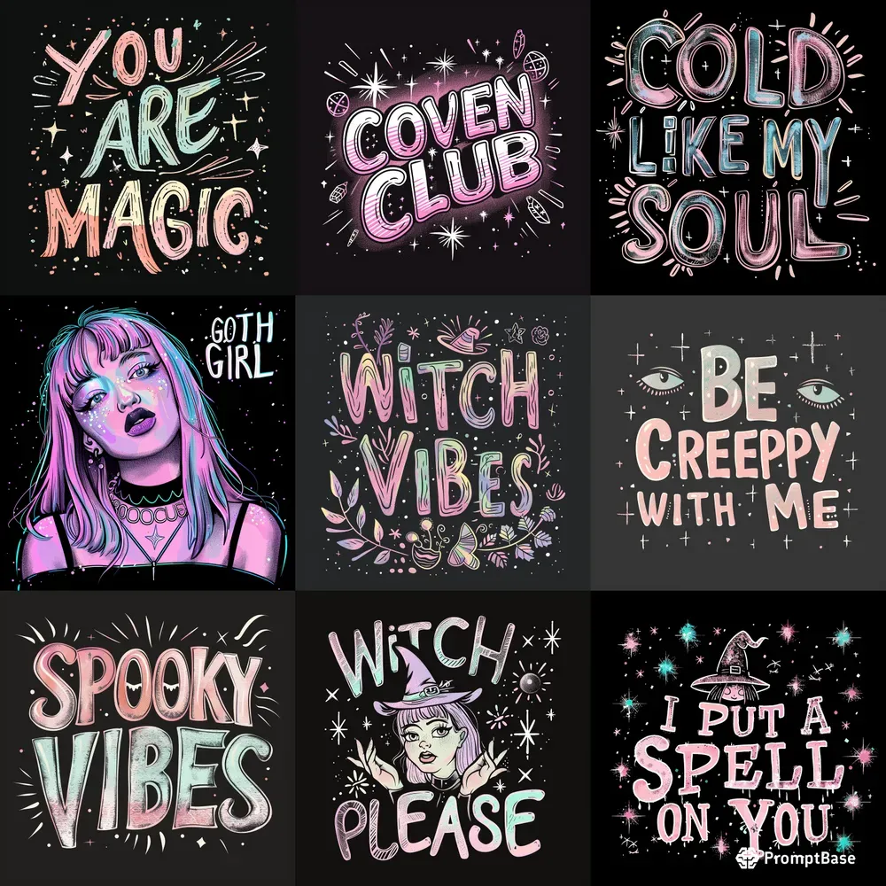 Pastel Goth Letterings Midjourney Prompt | PromptBase