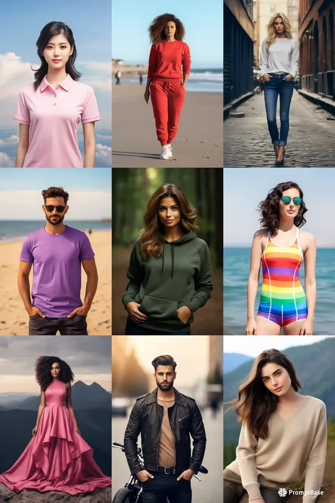 Fashion Clothing Mockups With Models Midjourney Prompt | PromptBase