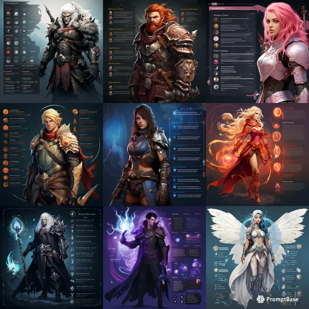 Fantasy Character Screen Designs Midjourney Prompt | PromptBase