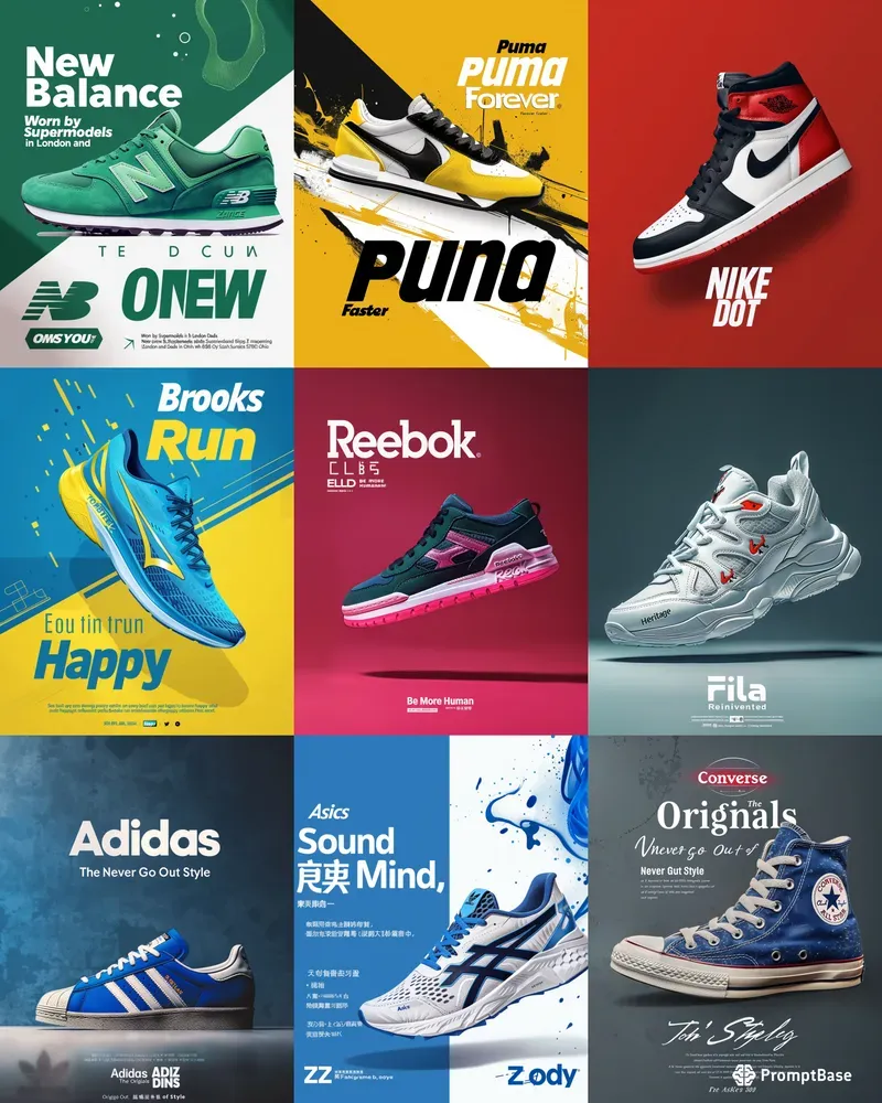 Sneakers Advertisings Midjourney Prompt | PromptBase