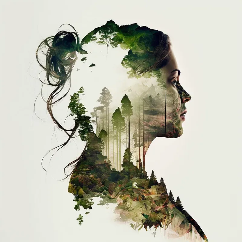 Beautiful Double Exposure Portraits Midjourney Prompt | PromptBase