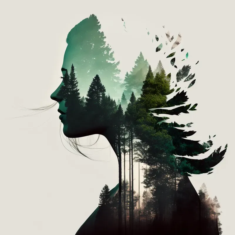 Beautiful Double Exposure Portraits Midjourney Prompt | PromptBase