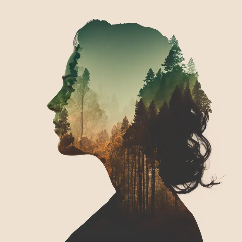 Beautiful Double Exposure Portraits Midjourney Prompt | PromptBase