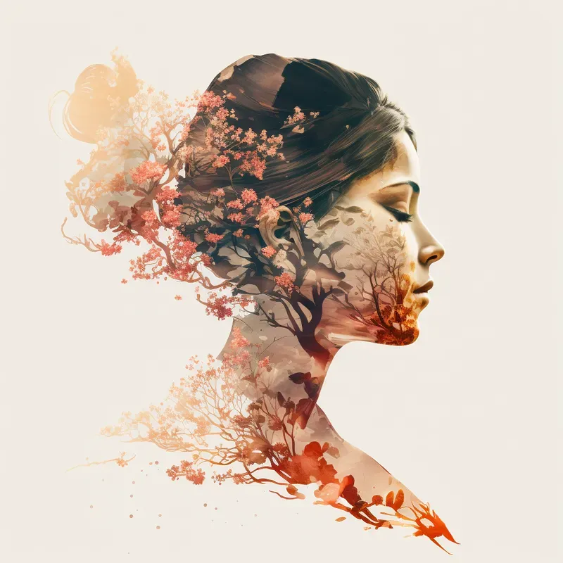 Beautiful Double Exposure Portraits Midjourney Prompt | PromptBase