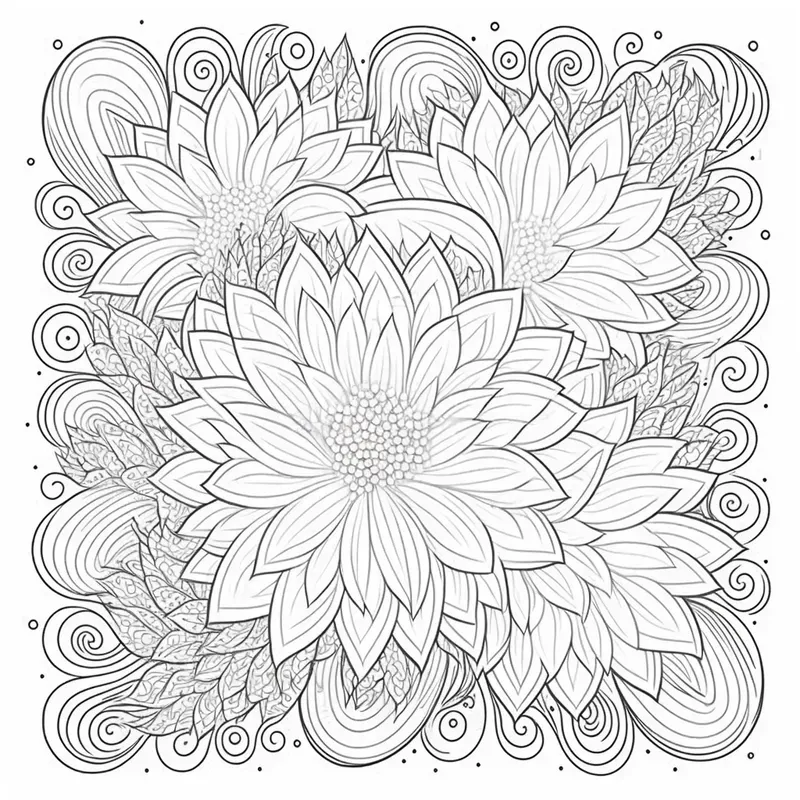 Floral Flower Coloring Pages Midjourney Prompt | PromptBase