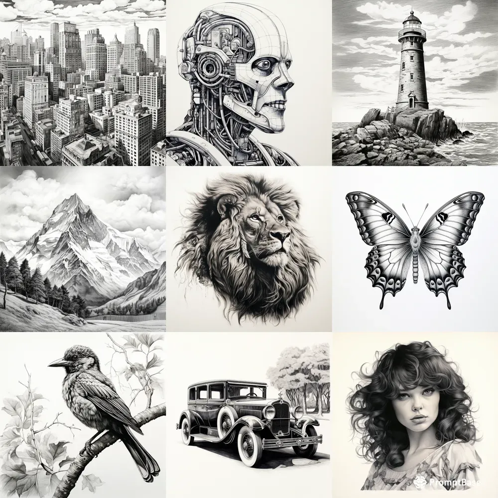Pen And Ink Drawings Midjourney Prompt | PromptBase