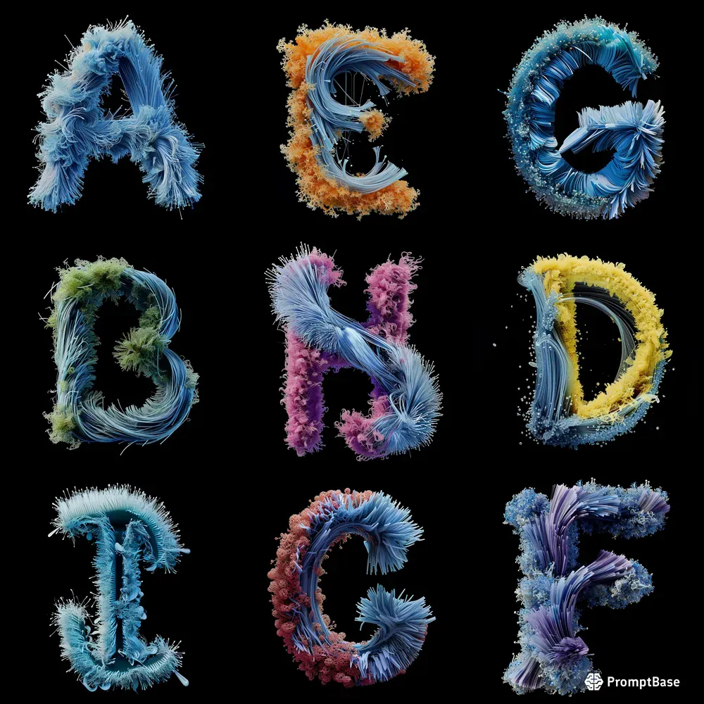 Experimental Biomorphic Letters Midjourney Prompt | PromptBase