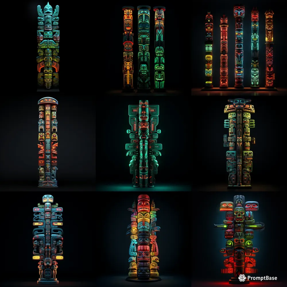 Totem Poles Made Of Anything Midjourney Prompt | PromptBase