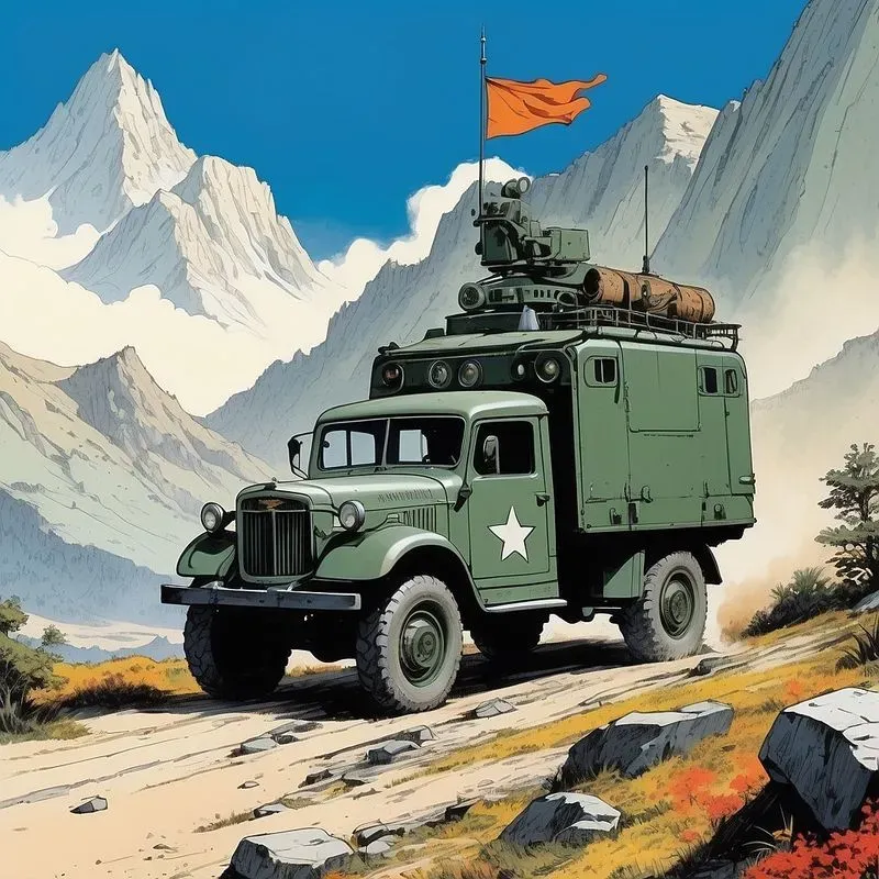 Military Vehicle Comic Painting Art Leonardo Ai Prompt | PromptBase