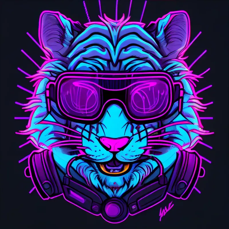 Neon Animal Stickers And Avatars Midjourney Prompt | PromptBase