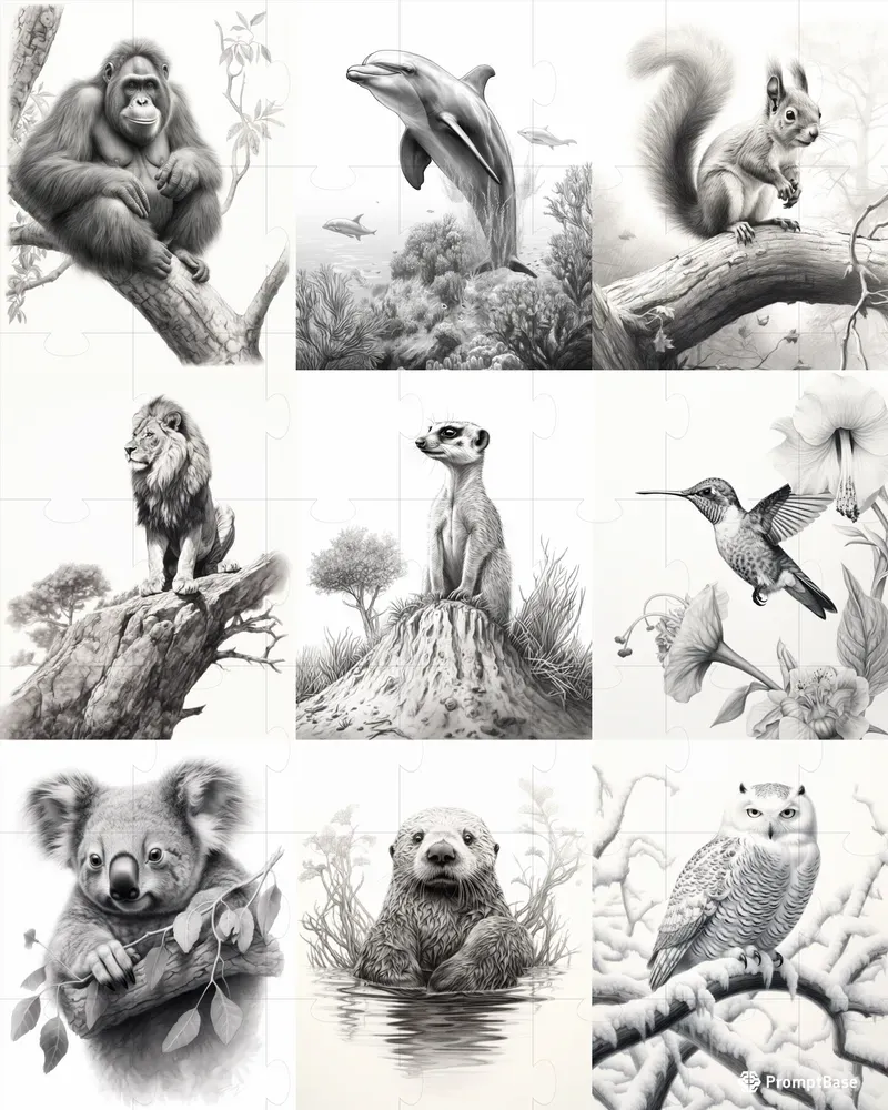 Realistic Drawings Of Animals Midjourney Prompt | PromptBase