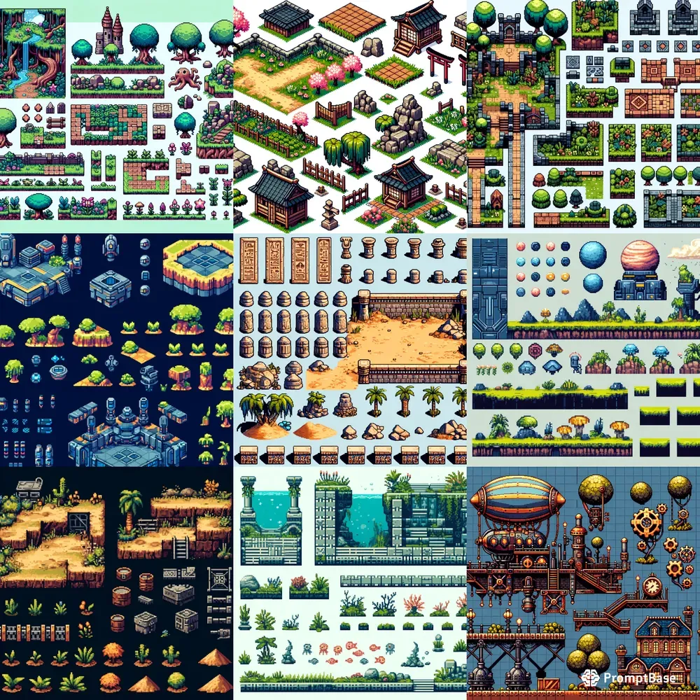 Epic Game World Builder Pixel Art Sets DALL·E Prompt | PromptBase