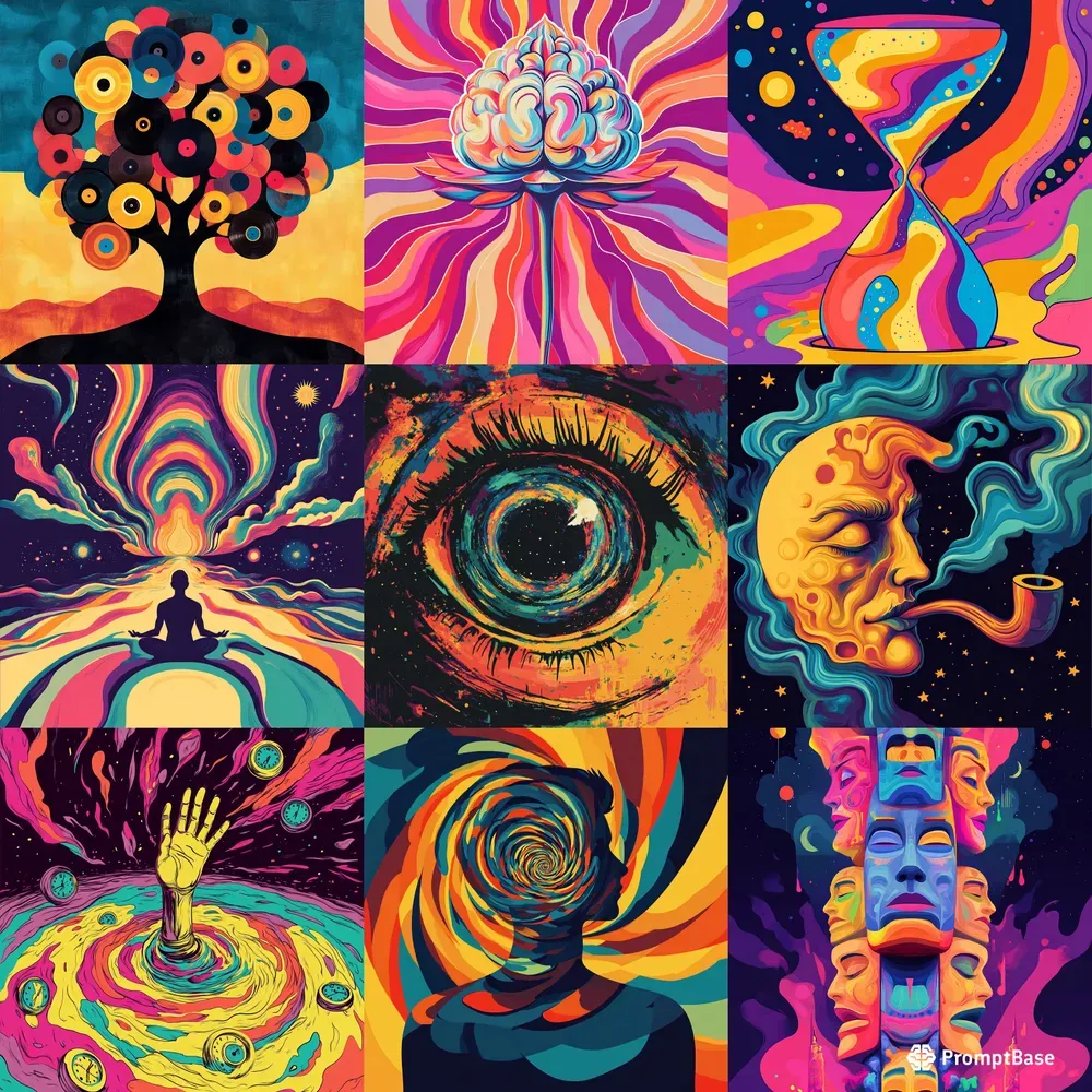 Trippy Psychedelic Art Posters Midjourney Prompt | PromptBase