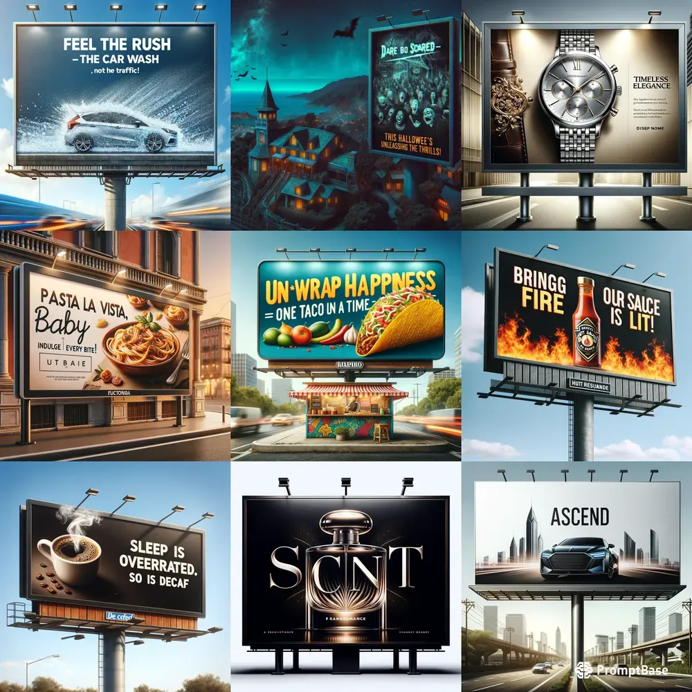 Realistic Billboard Designs DALL·E Prompt | PromptBase