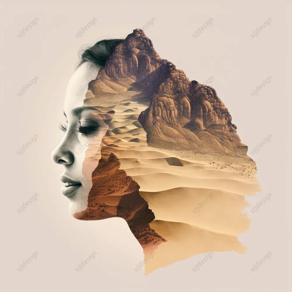 Double Exposure Merged Portraits Midjourney Prompt | PromptBase