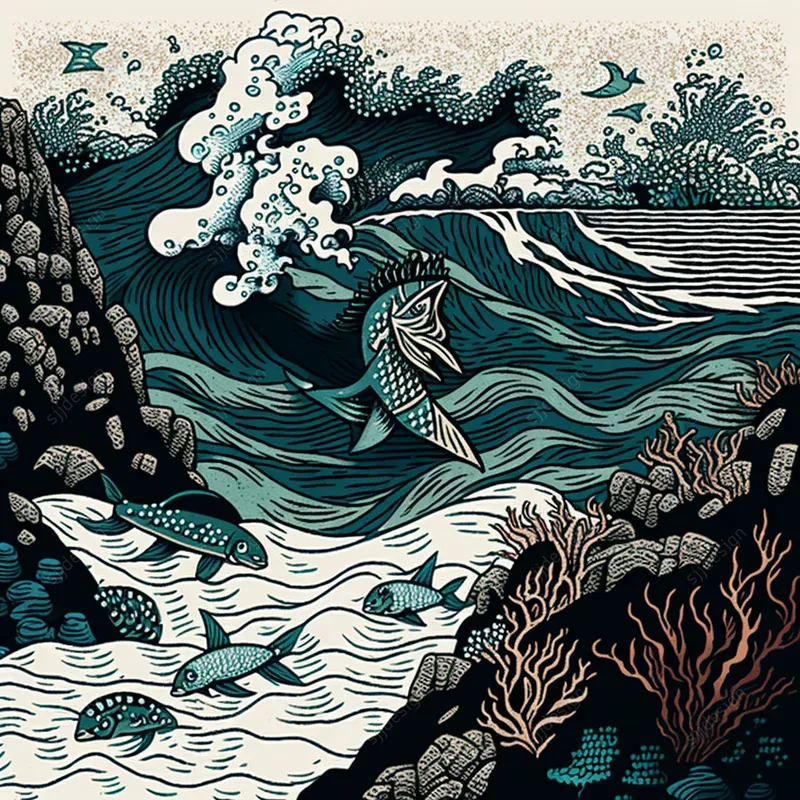 Modern Woodcut Engravings Intricate Prints Midjourney Prompt | PromptBase