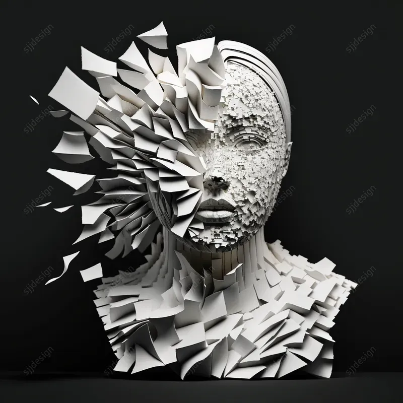 Folded Paper Mache Book Art Portraits Midjourney Prompt | PromptBase