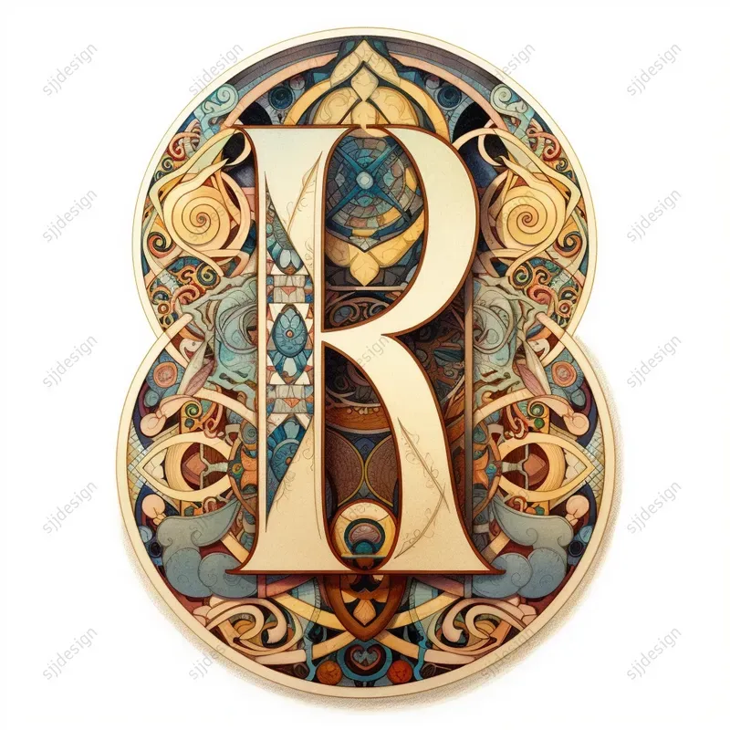 Sacred Geometric Monogram Letter Art Midjourney Prompt | PromptBase
