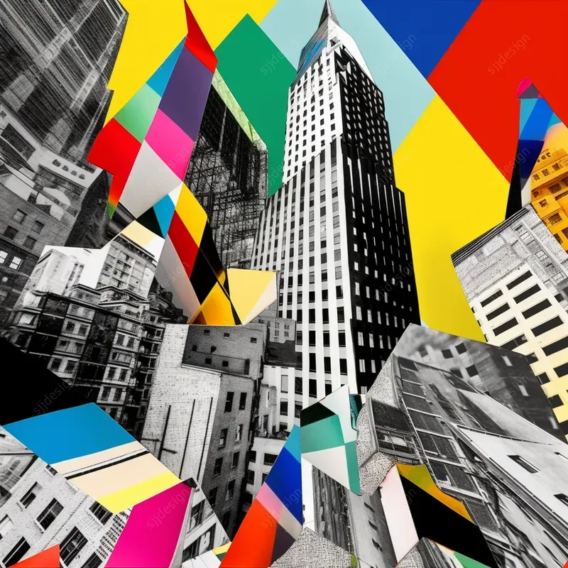 Cubist Collages In Primary Colors Midjourney Prompt | PromptBase