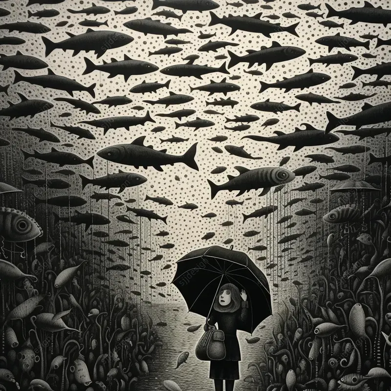 Surrealist Noir Drawings Midjourney Prompt | PromptBase