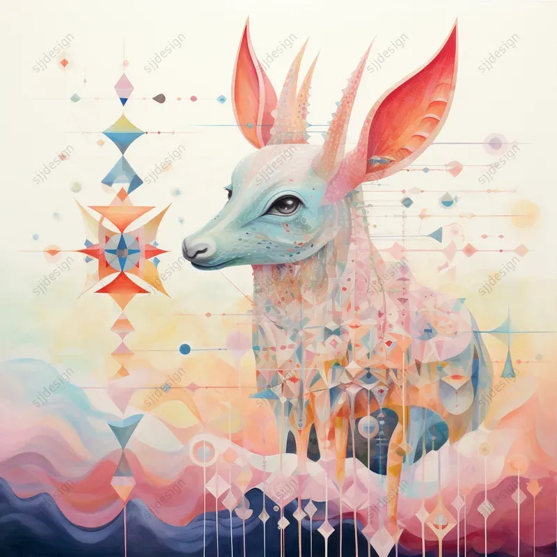 Geometric Whimsy Dreamy Particles Art Midjourney Prompt | PromptBase