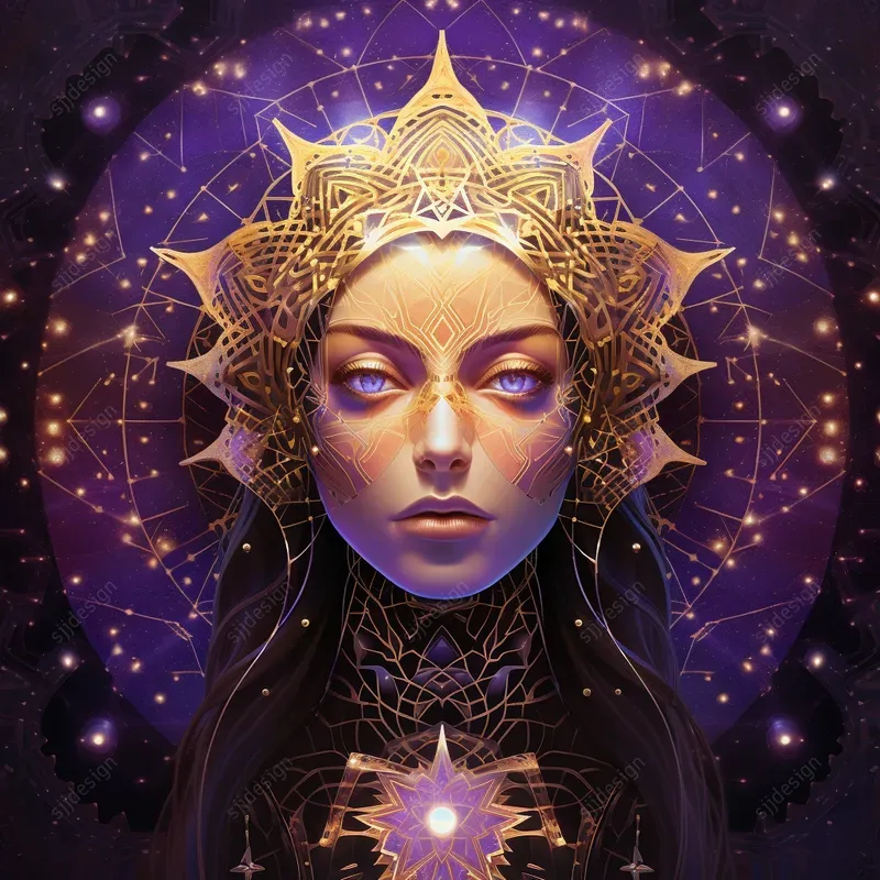 Cosmic Mystique Gilded Art Midjourney Prompt | PromptBase