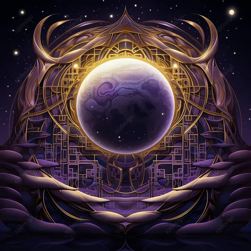 Cosmic Mystique Gilded Art Midjourney Prompt | PromptBase