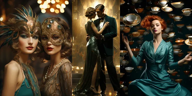 Gilded Deco Glam Portraits Midjourney Prompt | PromptBase