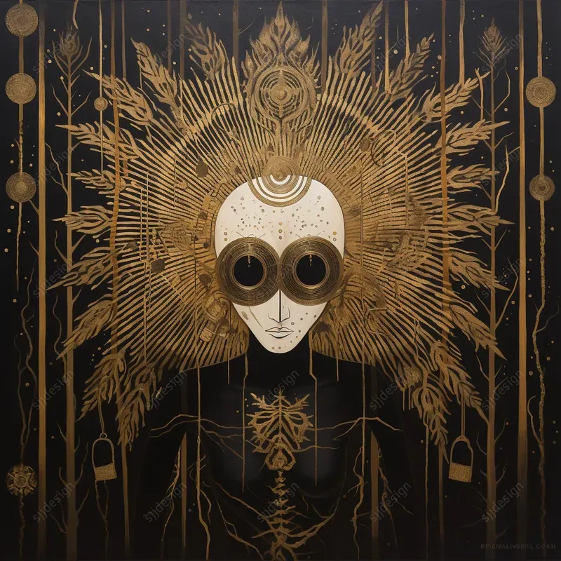 Folklore Gold Gaze Neo Pop Art Midjourney Prompt | PromptBase