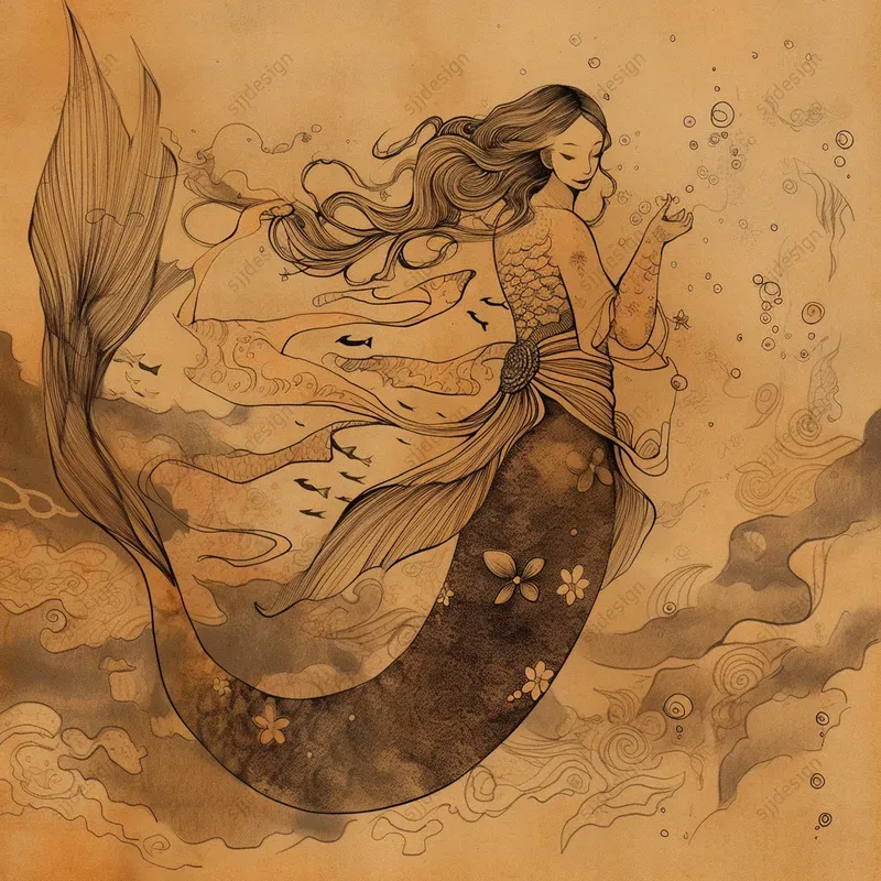 Sepia Dreamscape Drawings Midjourney Prompt | PromptBase