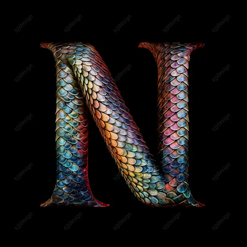 Holographic Snakeskin Letters Midjourney Prompt | PromptBase