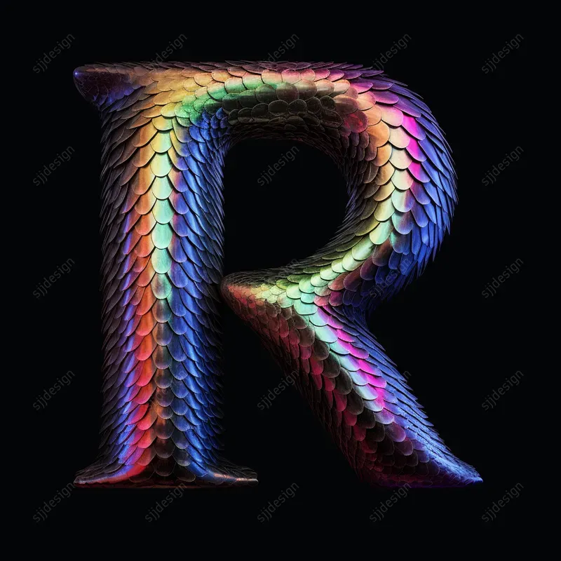 Holographic Snakeskin Letters Midjourney Prompt | PromptBase