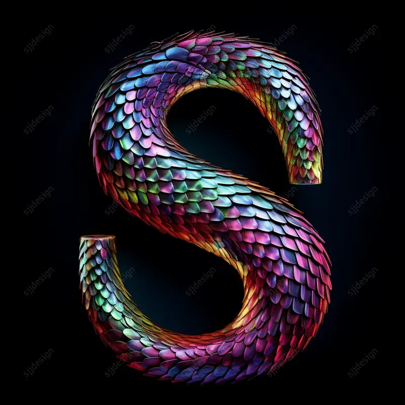 Holographic Snakeskin Letters Midjourney Prompt | PromptBase