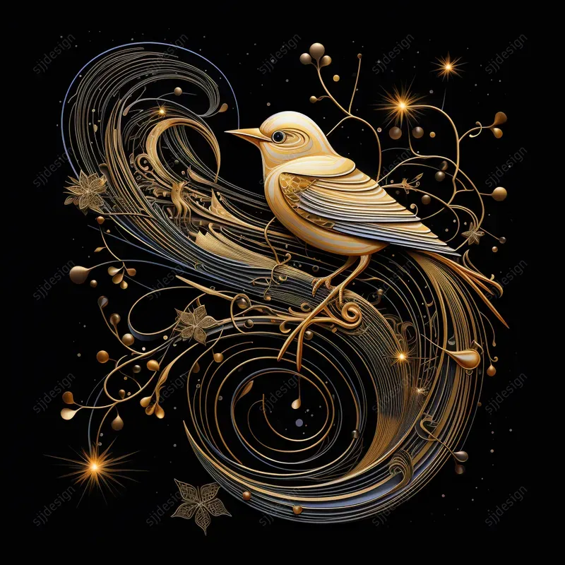 Golden Cosmos Detailed Illustrations Midjourney Prompt | PromptBase