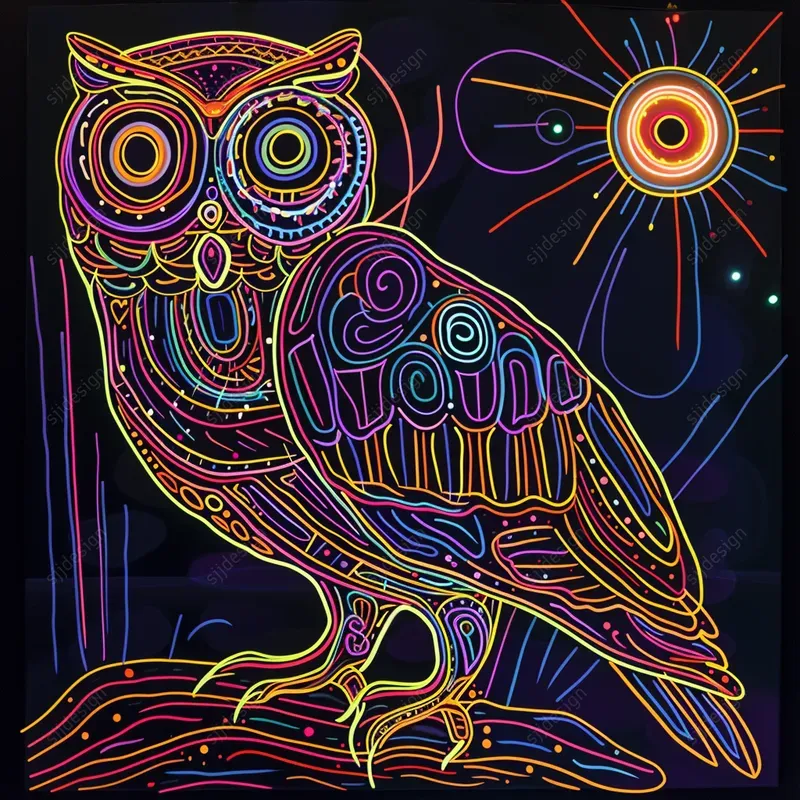 Trippy Neon Groove Line Art Midjourney Prompt | PromptBase