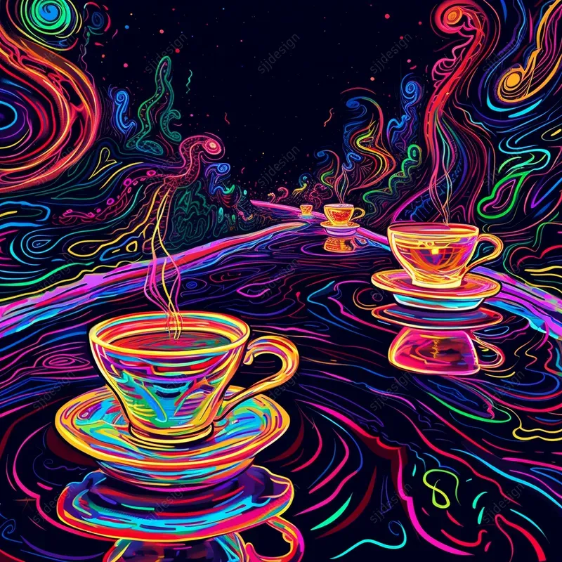 Trippy Neon Groove Line Art Midjourney Prompt | PromptBase