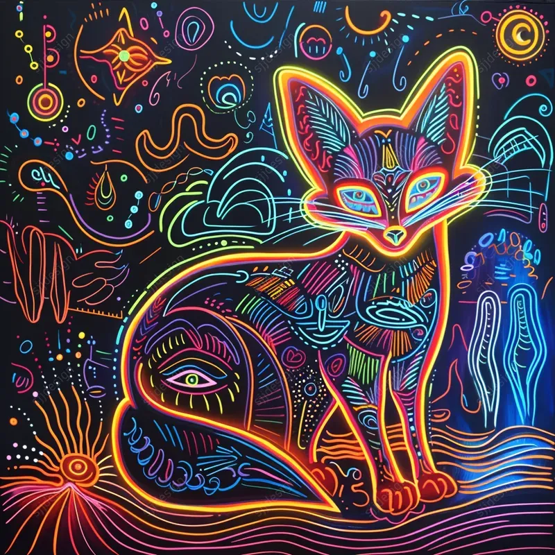 Trippy Neon Groove Line Art Midjourney Prompt | PromptBase