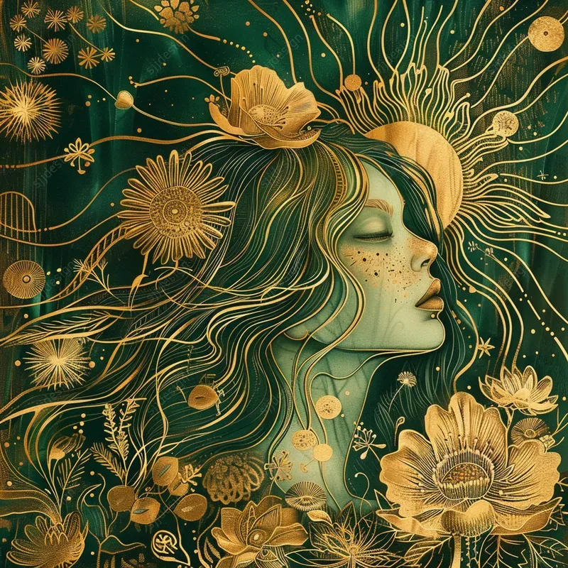 Golden Verdant Creations Midjourney Prompt | PromptBase