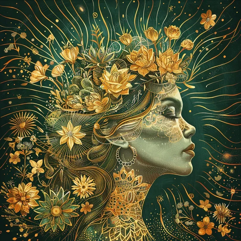 Golden Verdant Creations Midjourney Prompt | PromptBase