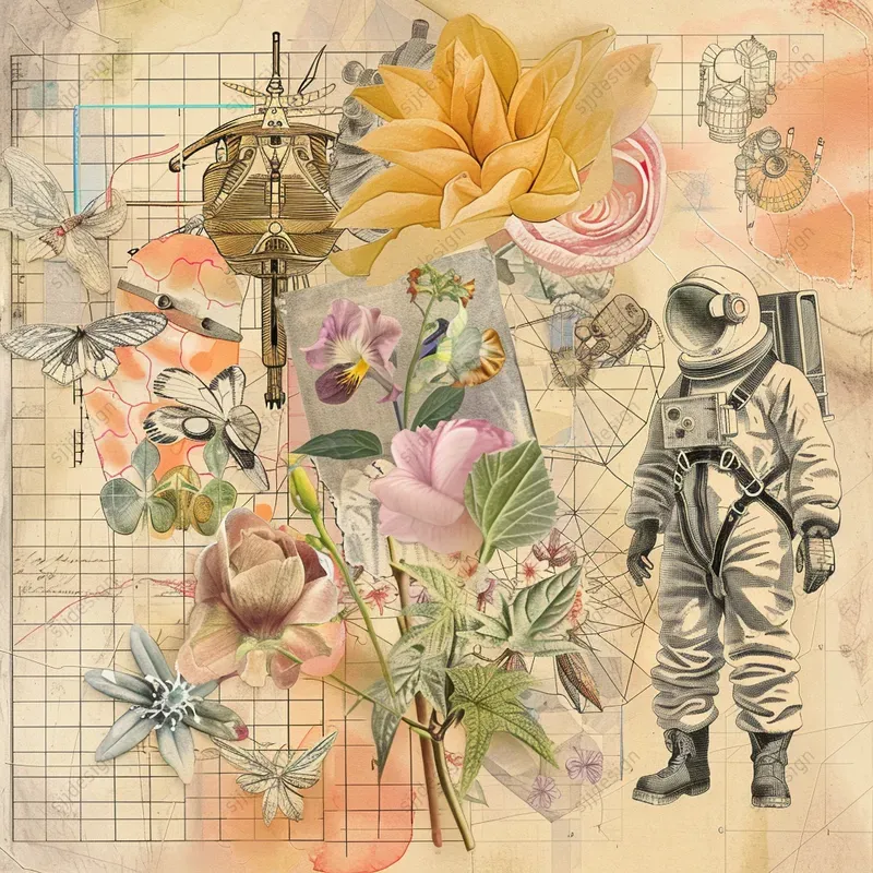 Floral Renaissance Grid Drawings Midjourney Prompt | PromptBase