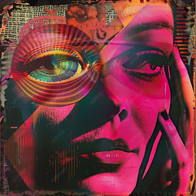Electric Deco Collage Art Midjourney Prompt | PromptBase