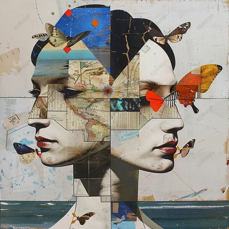 Vintage Dreams Map Collage Art Midjourney Prompt | PromptBase