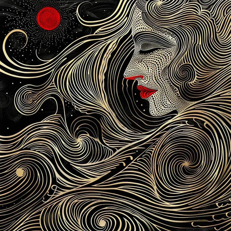 Elegant Swirls Modern Linocut Art Midjourney Prompt | PromptBase