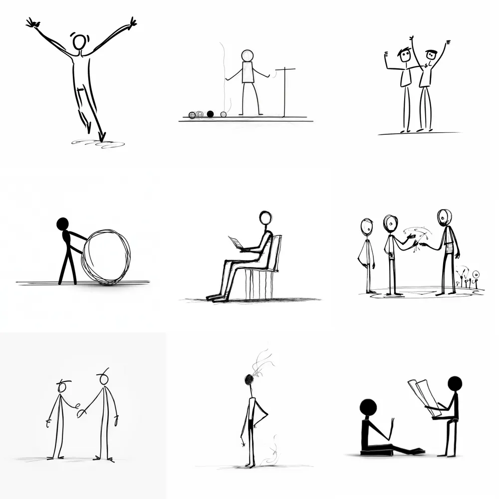 Stickman Style Illustrations Midjourney Prompt | PromptBase